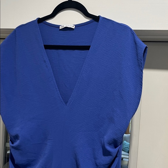 Zara | Dresses | Zara Royal Blue Textured Top | Poshmark